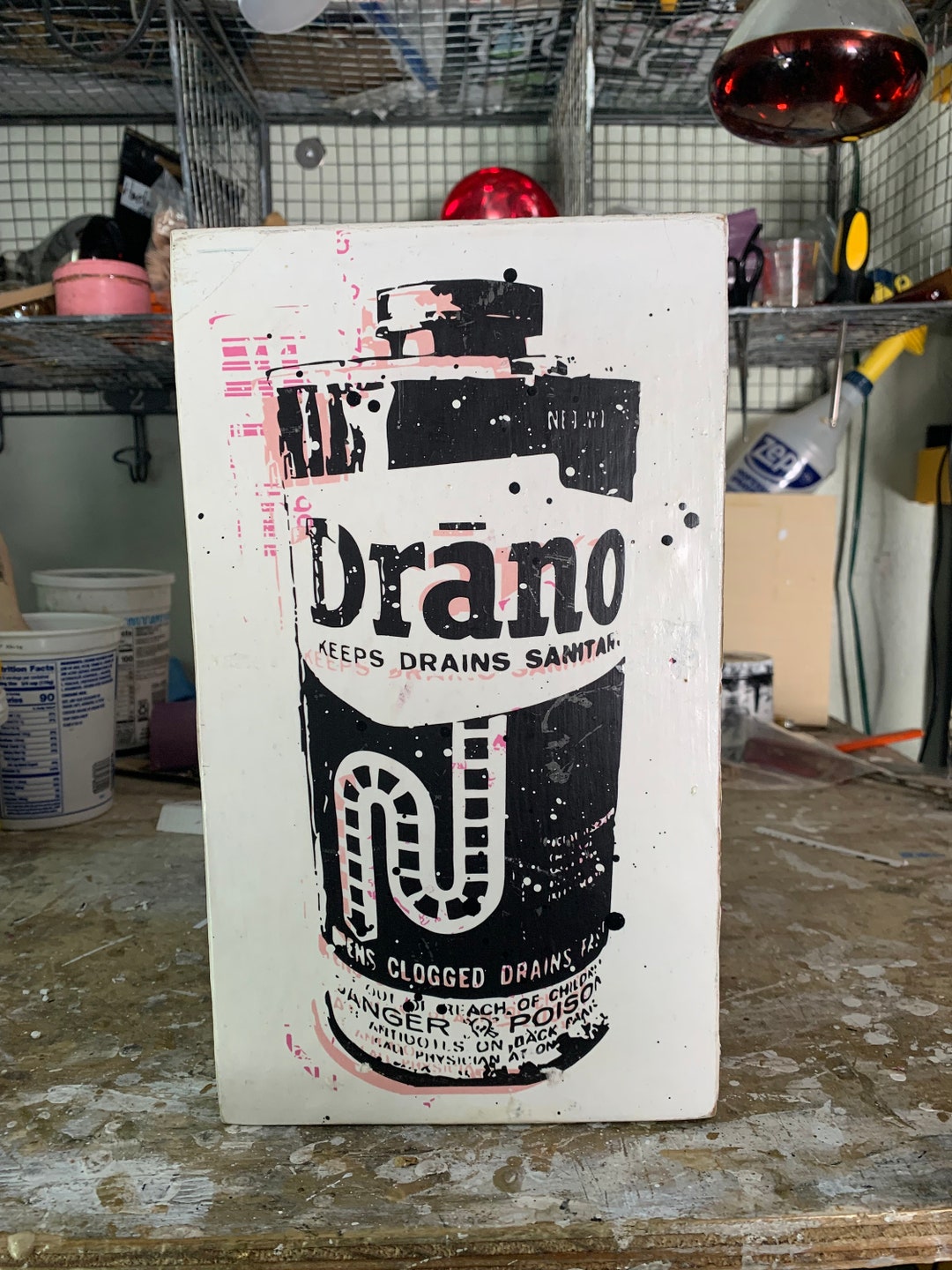 Drano / 12x7x1.5 / Art / Punk Rock / Drano / Pop Art / Wood Panel ...
