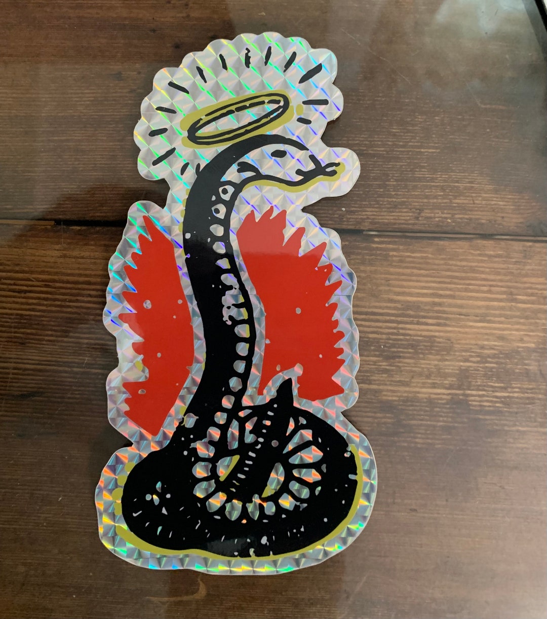 Snake Goes to Heaven Prismatic Sticker - Retro Tattoo Art - Etsy