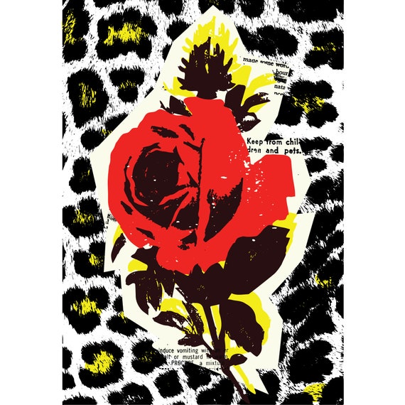 Roses/ Leopard Print / Punk Style / Cut and Paste/ Lowbrow / - Etsy
