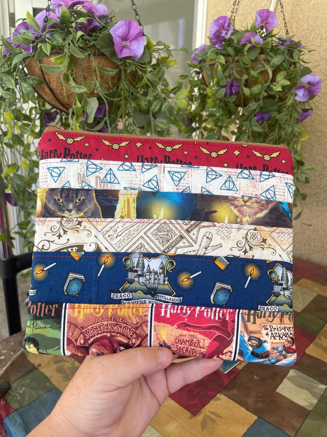 Wizarding House Quilted Project Bag, Makeup Organizer, Large Zippered ...
