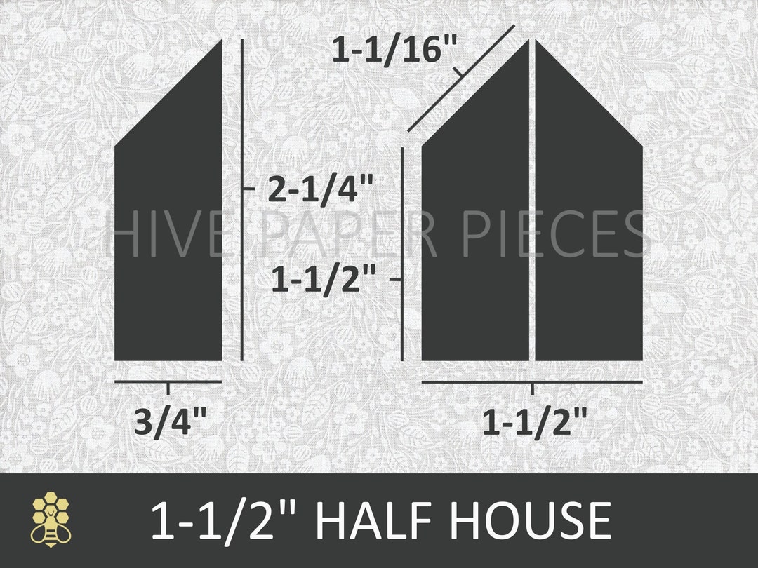 Hive Paper Pieces - 1-1/2" HALF HOUSES - English Paper Piecing - Choose ...