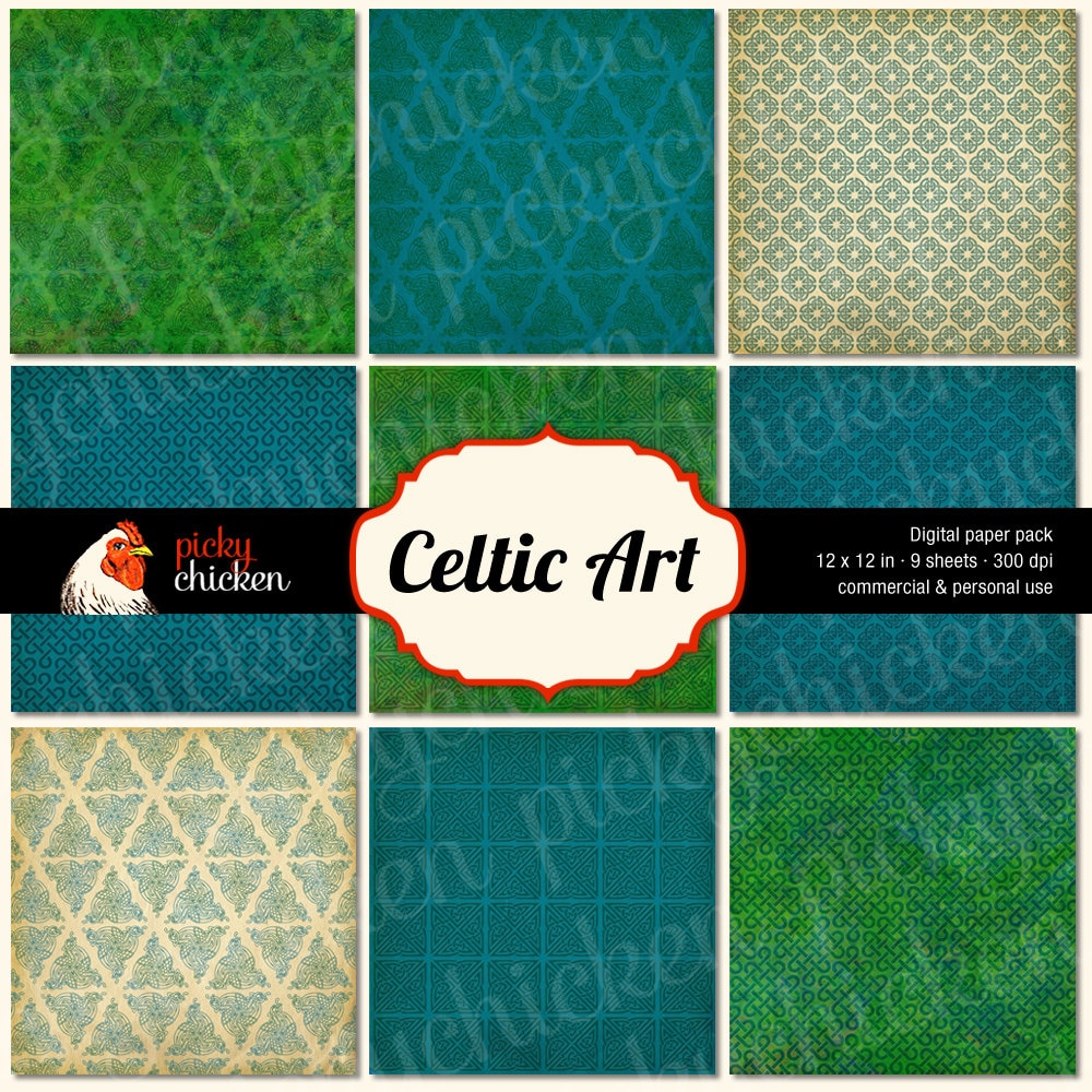 Celtic Art Digital Scrapbook Paper Celtic Knotwork Irish - Etsy