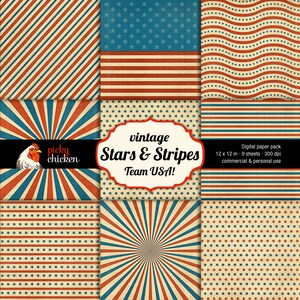 Stars & Stripes Digital Scrapbook Paper - Vintage July 4th Patriotic ...