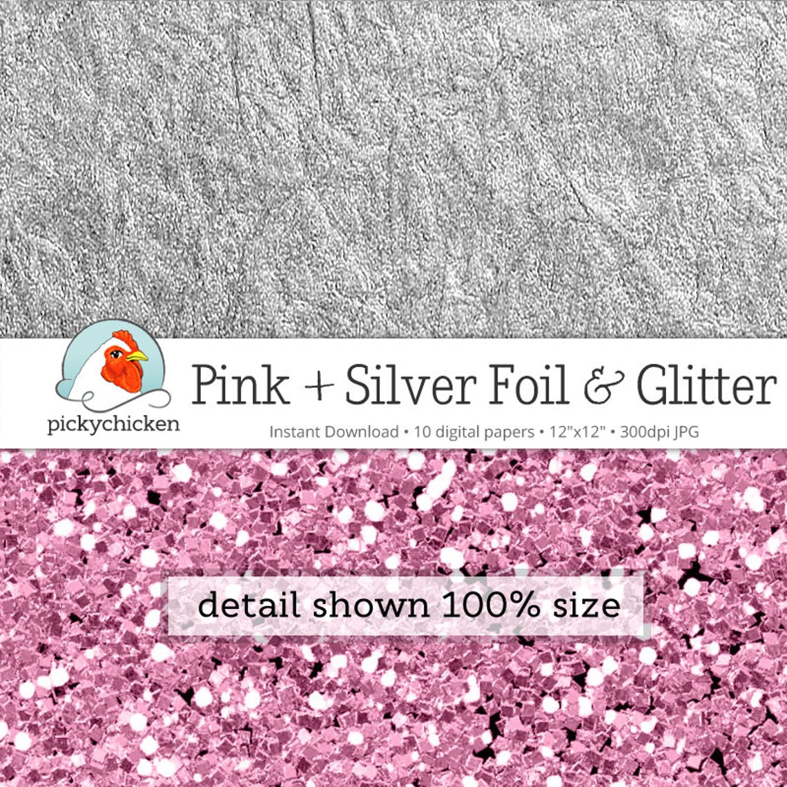 Silver Foil Digital Paper Pink Digital Paper Silver - Etsy