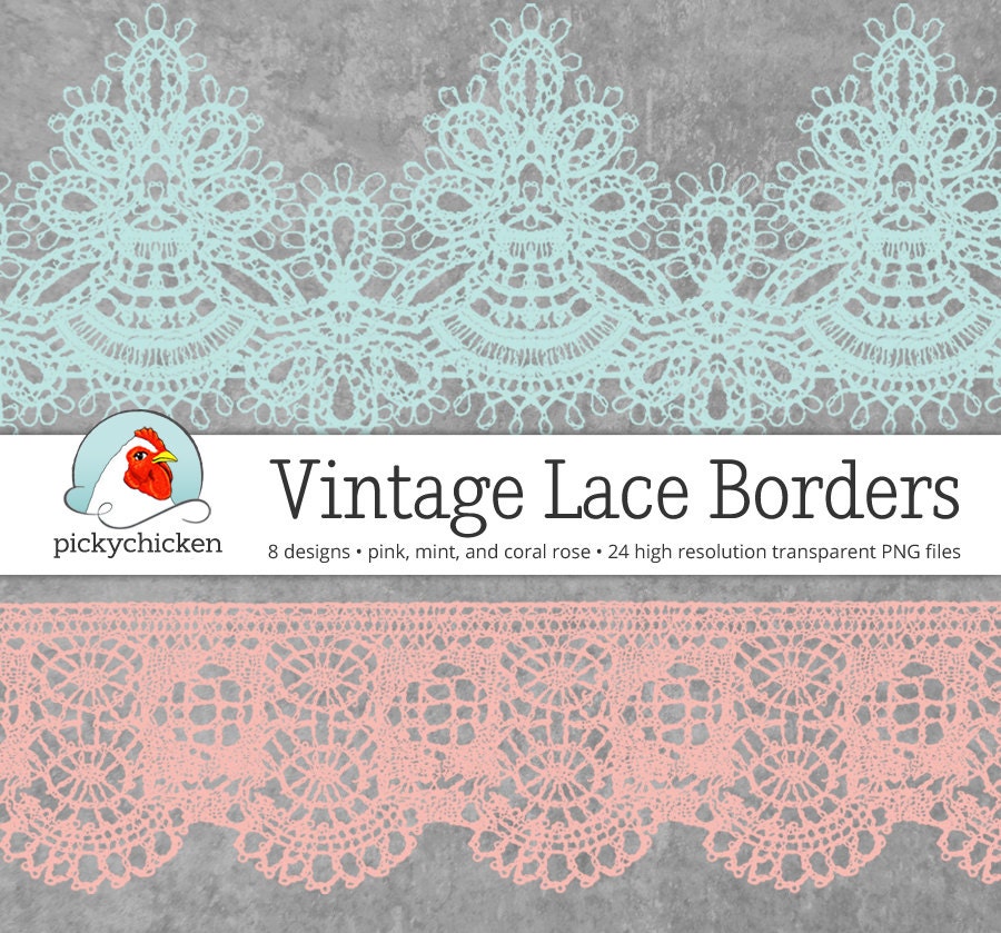 Vintage Lace Borders Pink Lace Borders Mint Lace Borders - Etsy