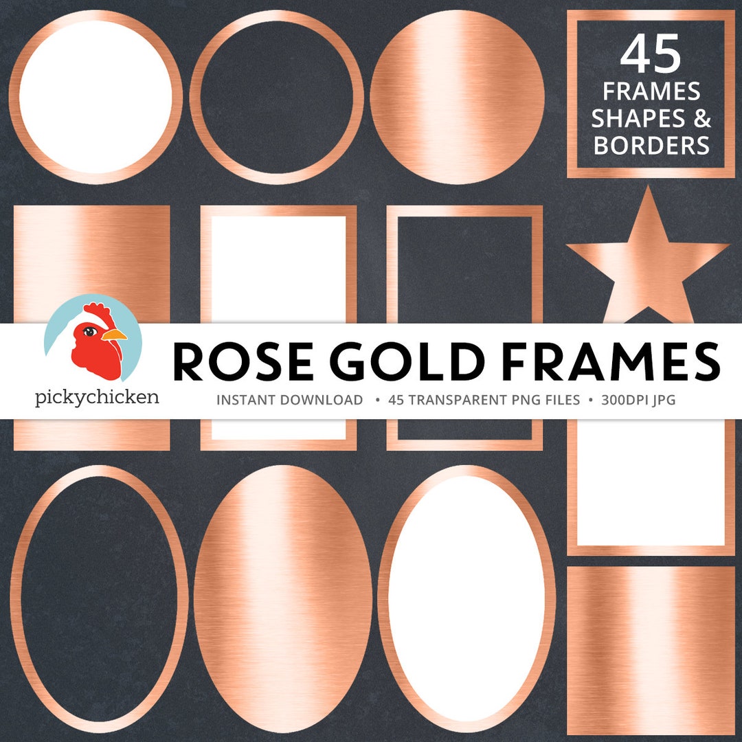 Rose Gold Digital Frames - Faux Metallic Foil Frames, Rose Gold Digital ...