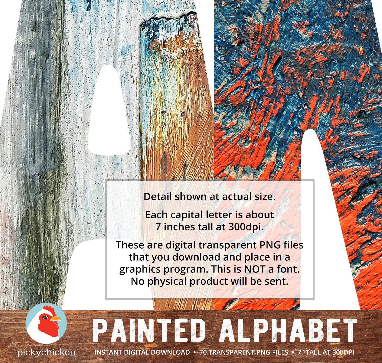 Painted Alphabet rustic wood letters country chic clip art | Etsy