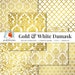 Gold & White Damask Digital Paper - Gold Foil Wedding Printable Damask ...