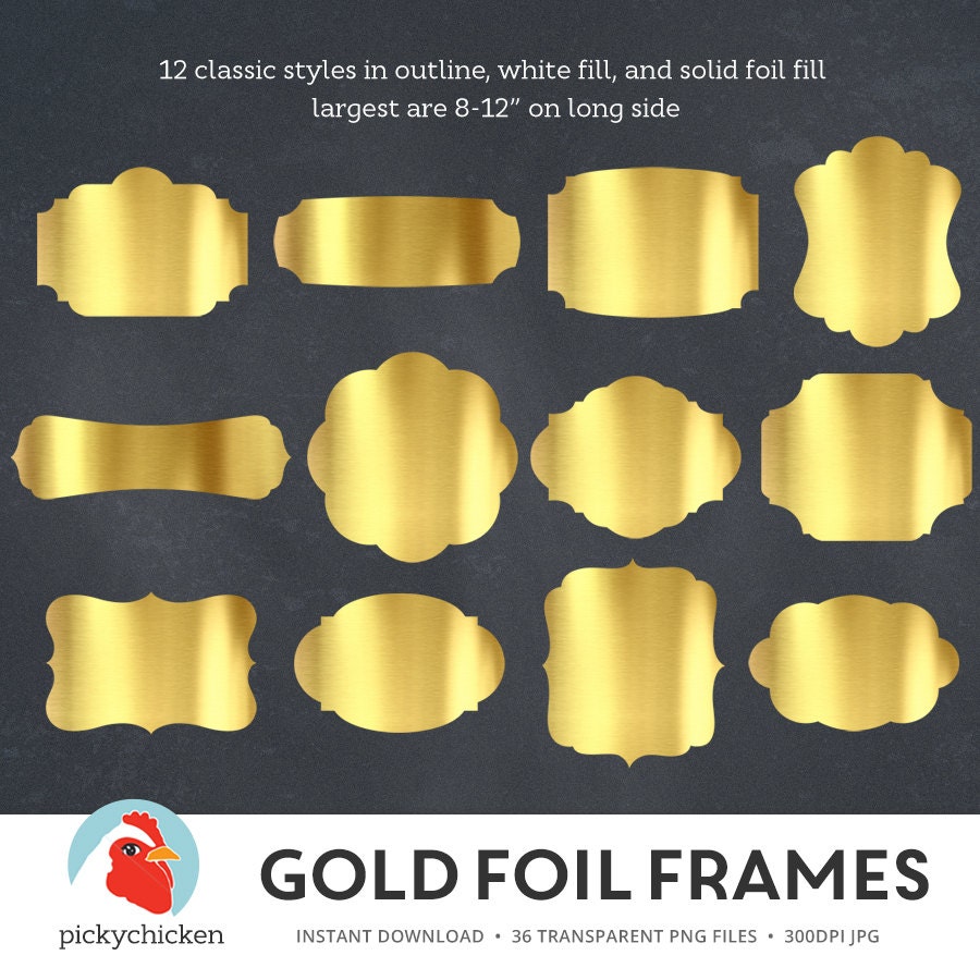 Gold Digital Frames Faux Gold Foil Frames Gold Digital - Etsy