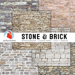 Stone Digital Paper, Brick Digital Paper, Brick Wall, Stone Wall, Rock ...
