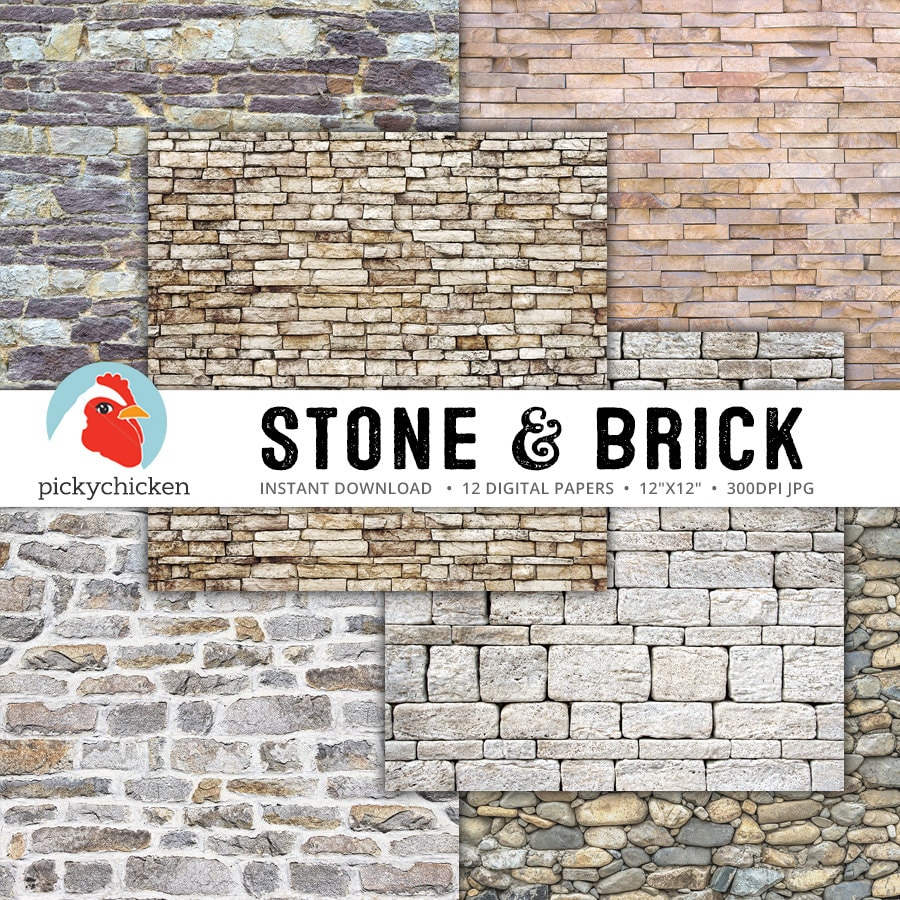 Stone Digital Paper Brick Digital Paper Brick Wall Stone - Etsy