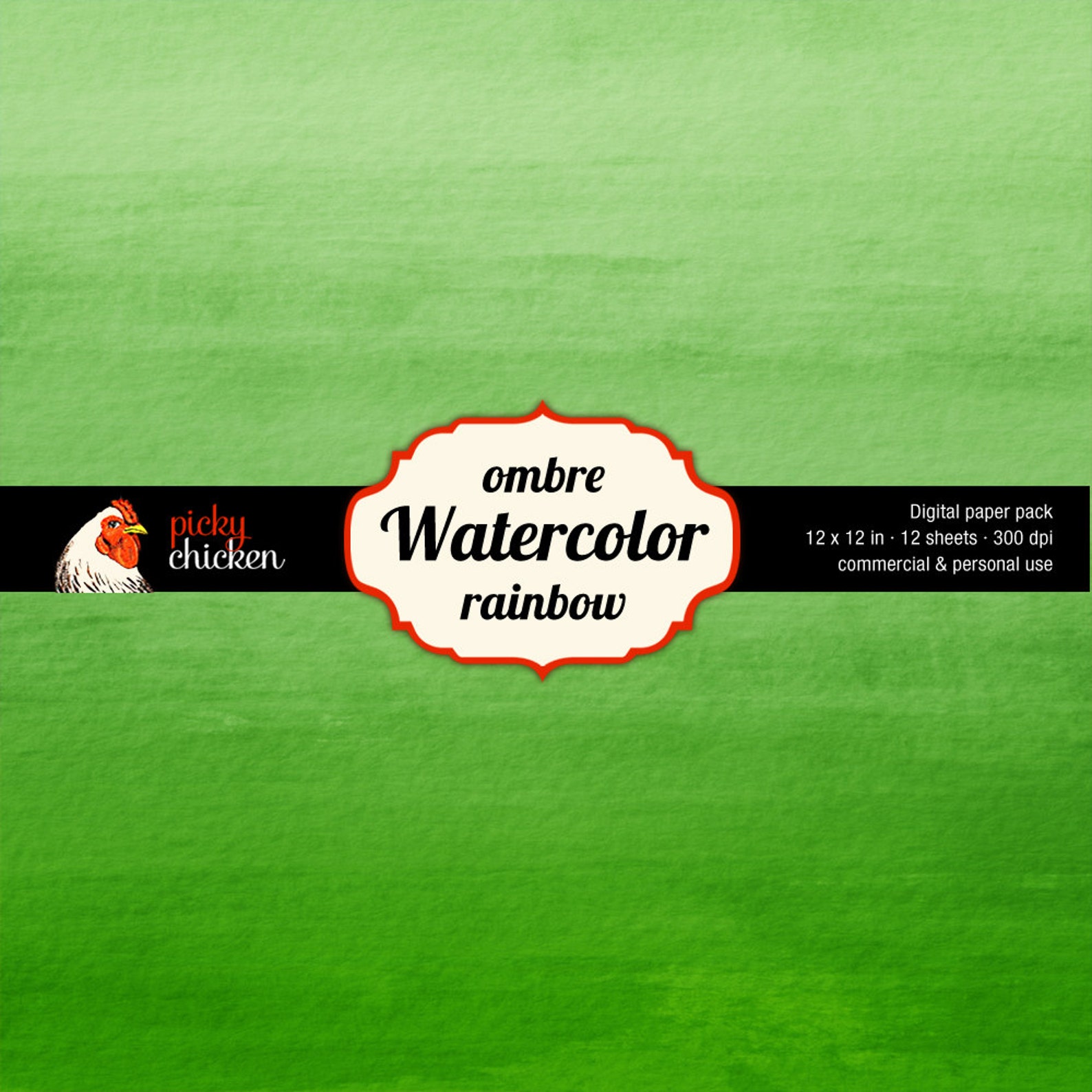 Watercolor Ombre Digital Paper Rainbow Colors Dip Dye | Etsy