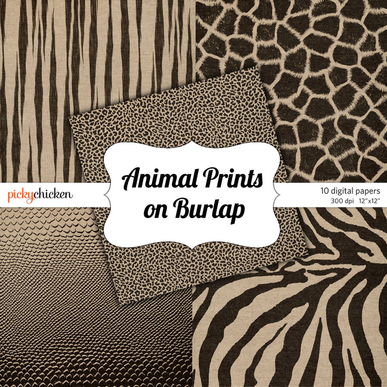 Animal Print Burlap Digital Paper - African Ethnic Primitive Zebra ...