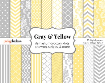 Yellow Gray Paper | Etsy