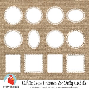 Lace Clip Art - 24 White Lace Frames Doilies - Doily Wedding Shabby ...