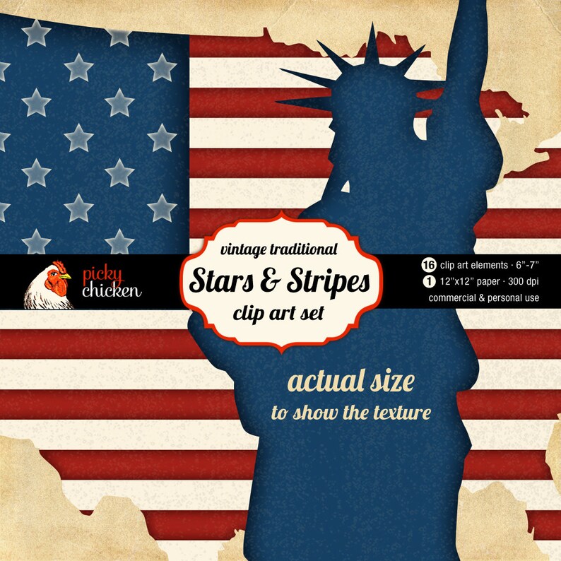 Stars & Stripes Clip Art Set July 4th Patriotic Independence - Etsy