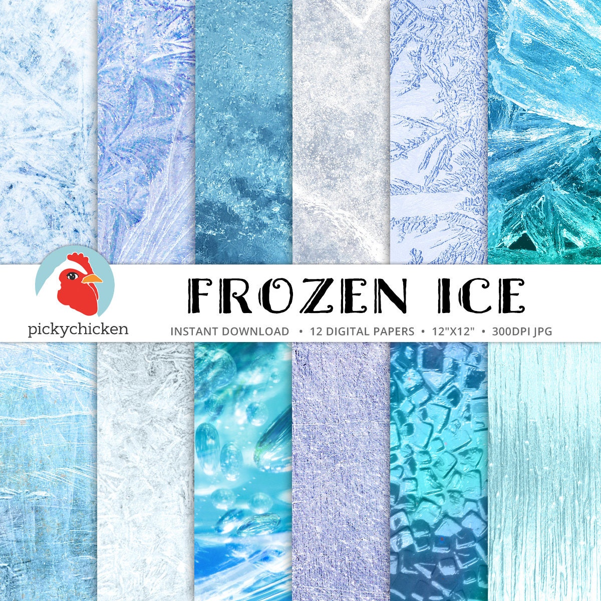 Frozen Digital Paper - Ice Digital Paper, Winter, Ice Background ...