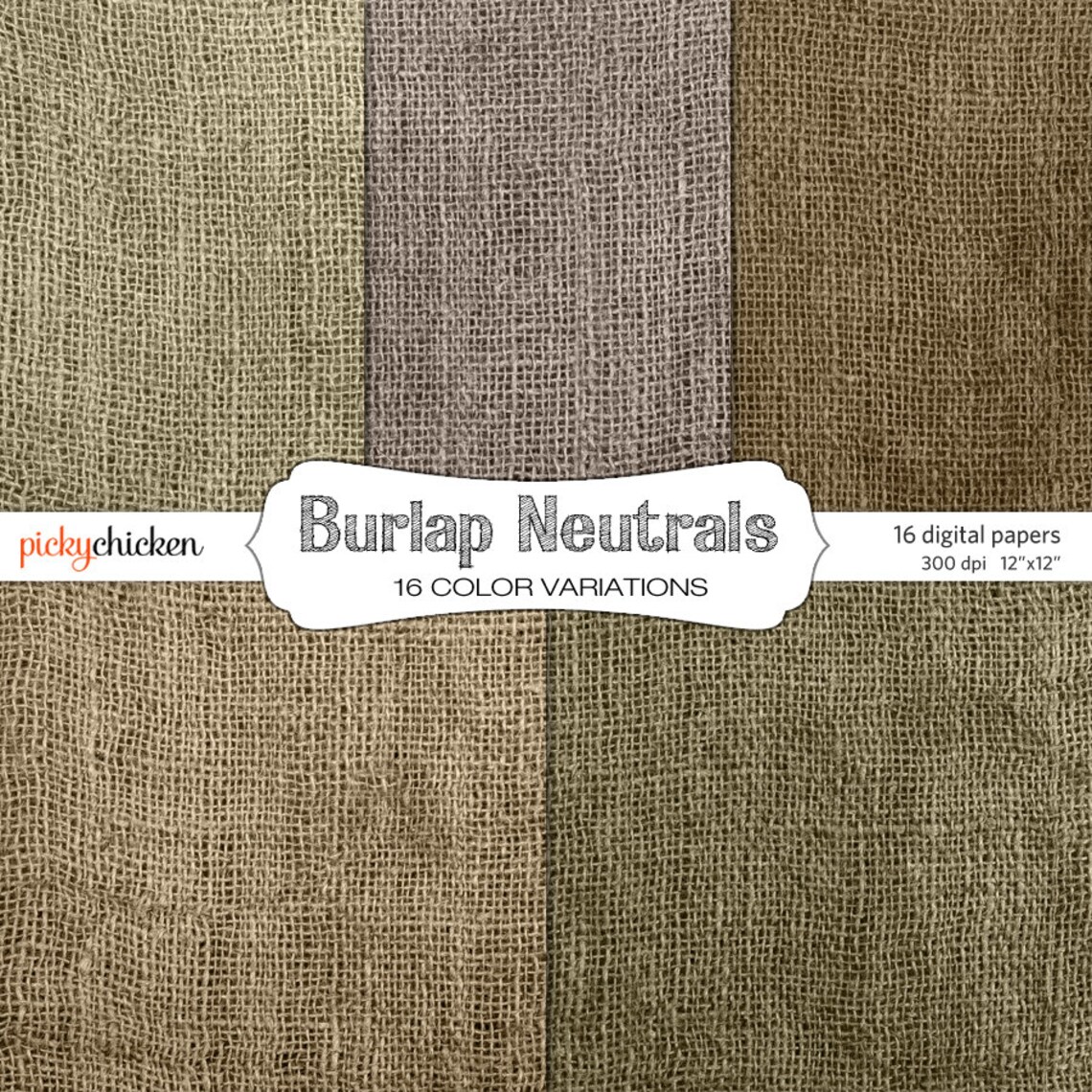 Burlap Digital Paper in 16 Neutral Colors 12x12 fabric | Etsy