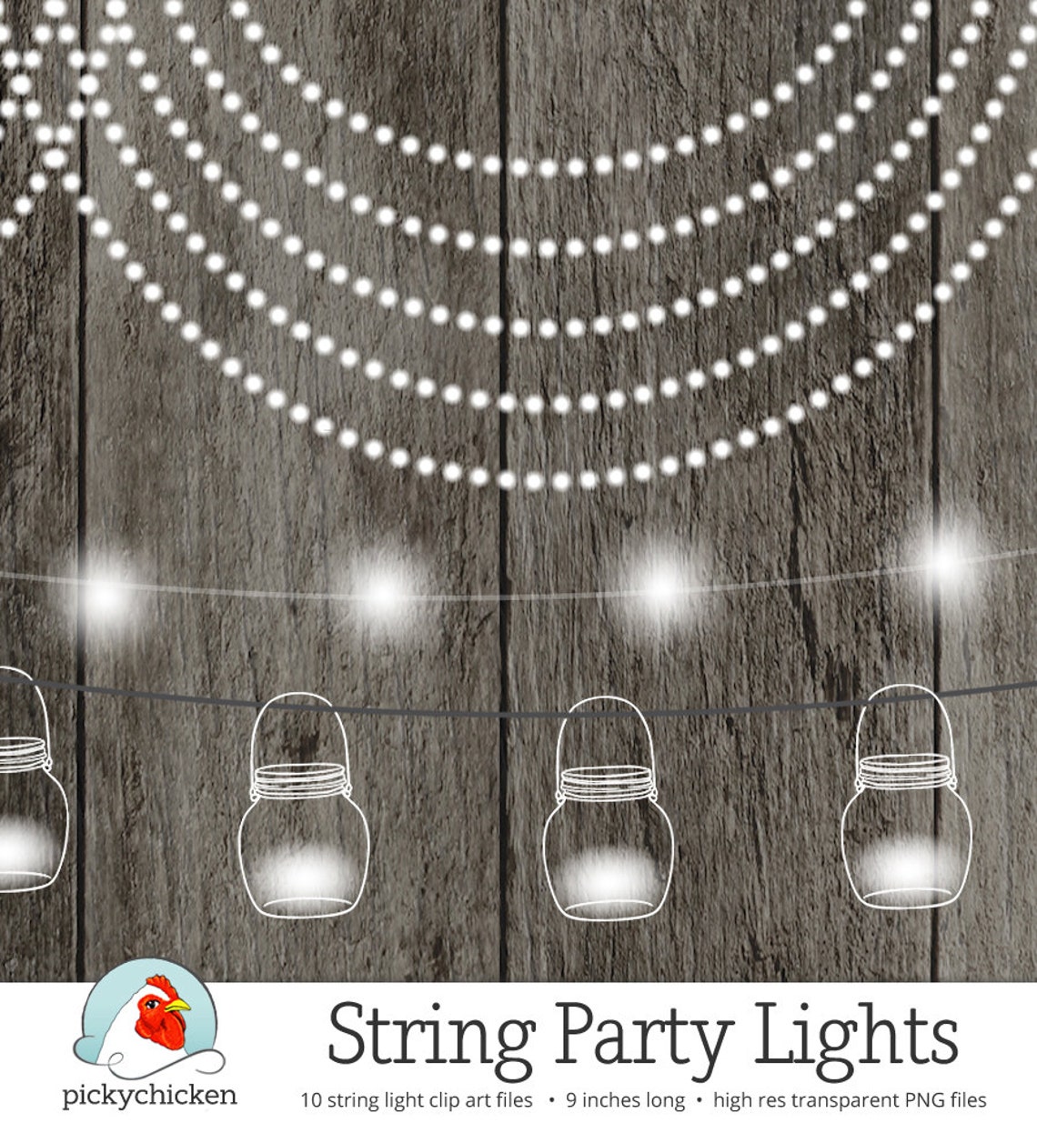 String Lights Clipart Fairy Lights Chalkboard Party Lights - Etsy