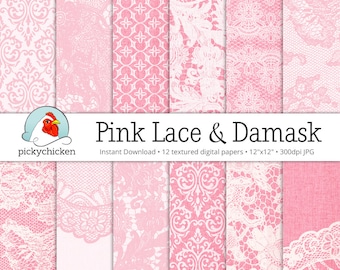 Damask Digital Paper Pink Damask Digital Paper Wedding - Etsy