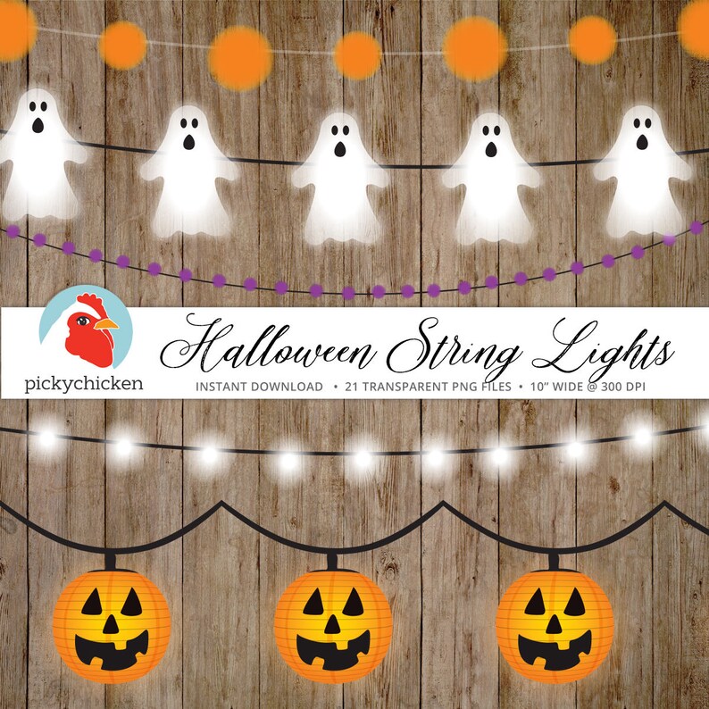Halloween String Lights Clipart Fairy Lights Party Lights - Etsy