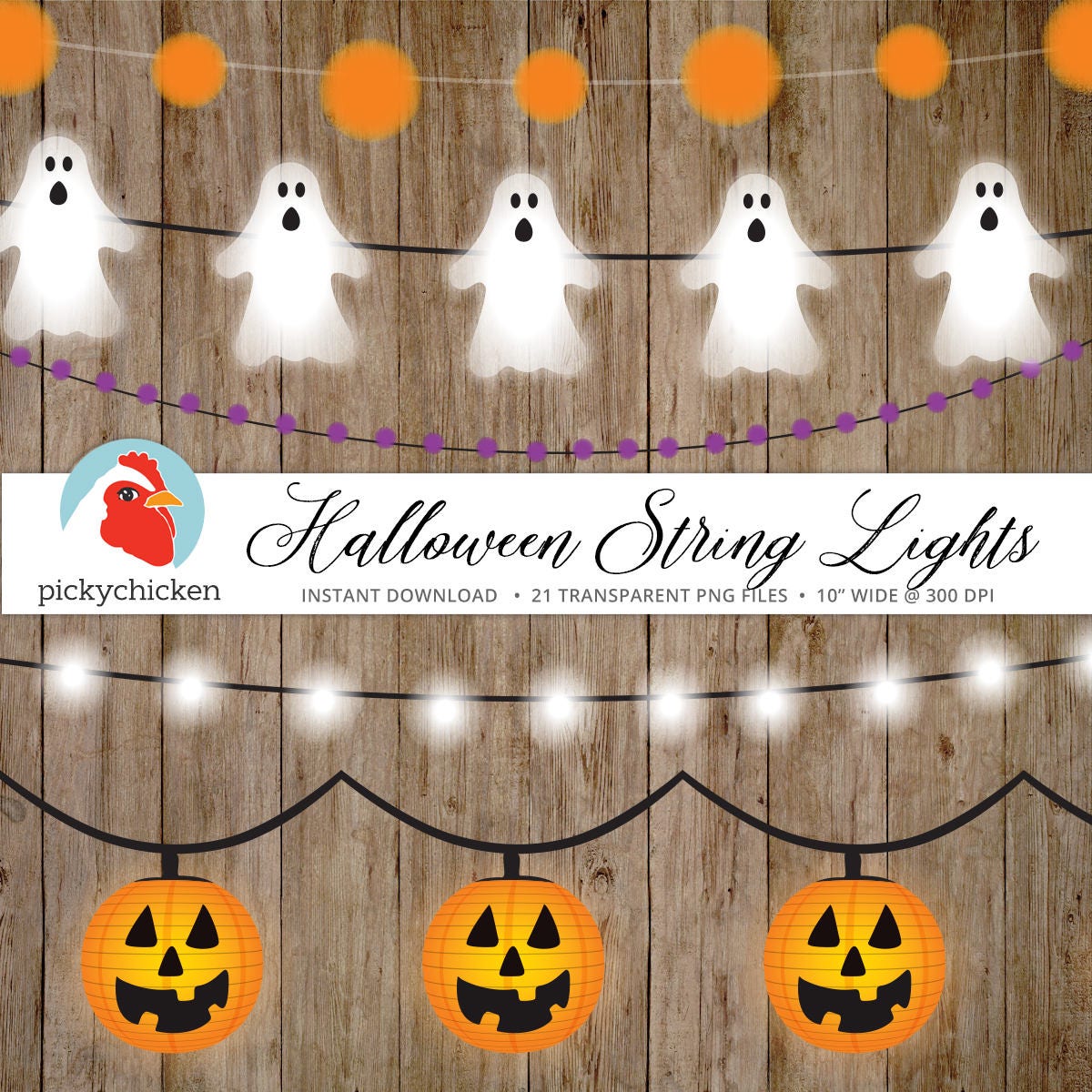 Halloween String Lights Clipart Fairy Lights Party Lights | Etsy