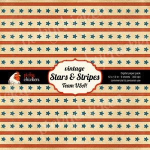 Stars & Stripes Digital Scrapbook Paper - Vintage July 4th Patriotic ...