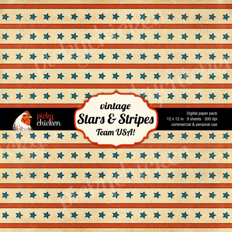Stars & Stripes Digital Scrapbook Paper - Vintage July 4th Patriotic ...