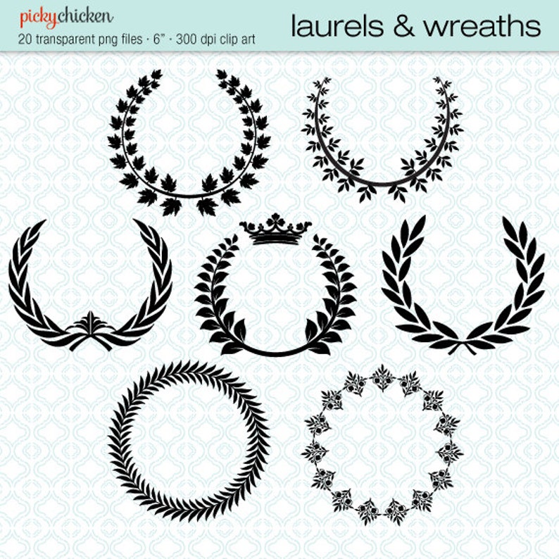 Laurels & Wreaths 20 floral botanical frames vintage wedding | Etsy