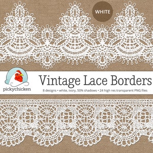 Digital Vintage Lace Borders - White Lace Borders, Ivory Lace Borders ...