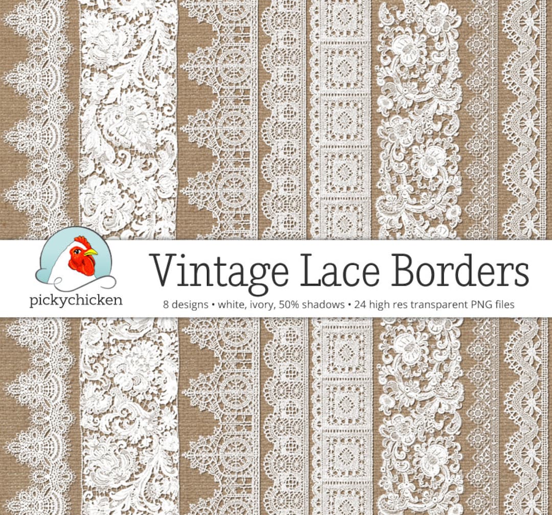 Digital Vintage Lace Borders - White Lace Borders, Ivory Lace Borders ...
