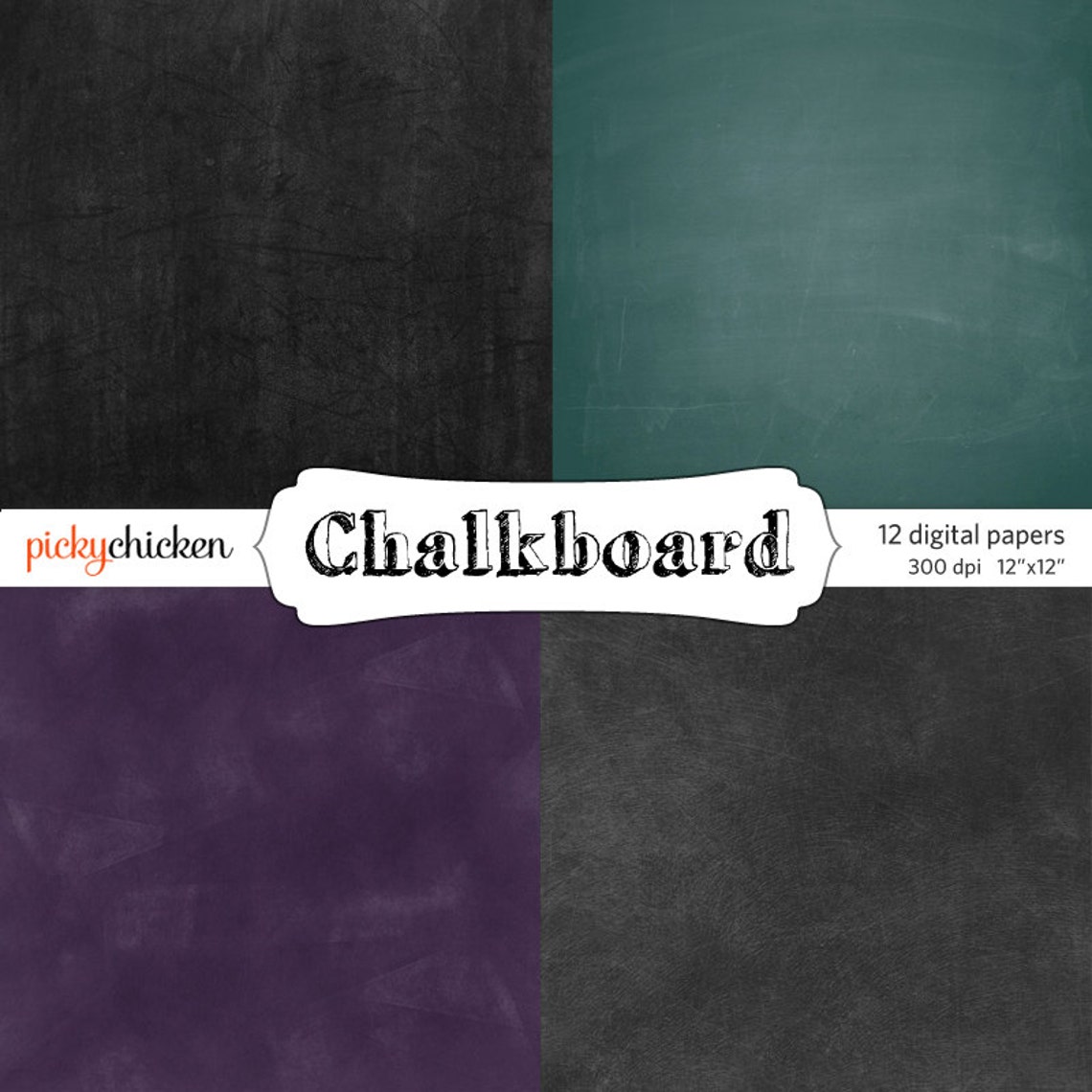 Chalkboard Digital Paper 12 Textured Blackboard Papers | Etsy