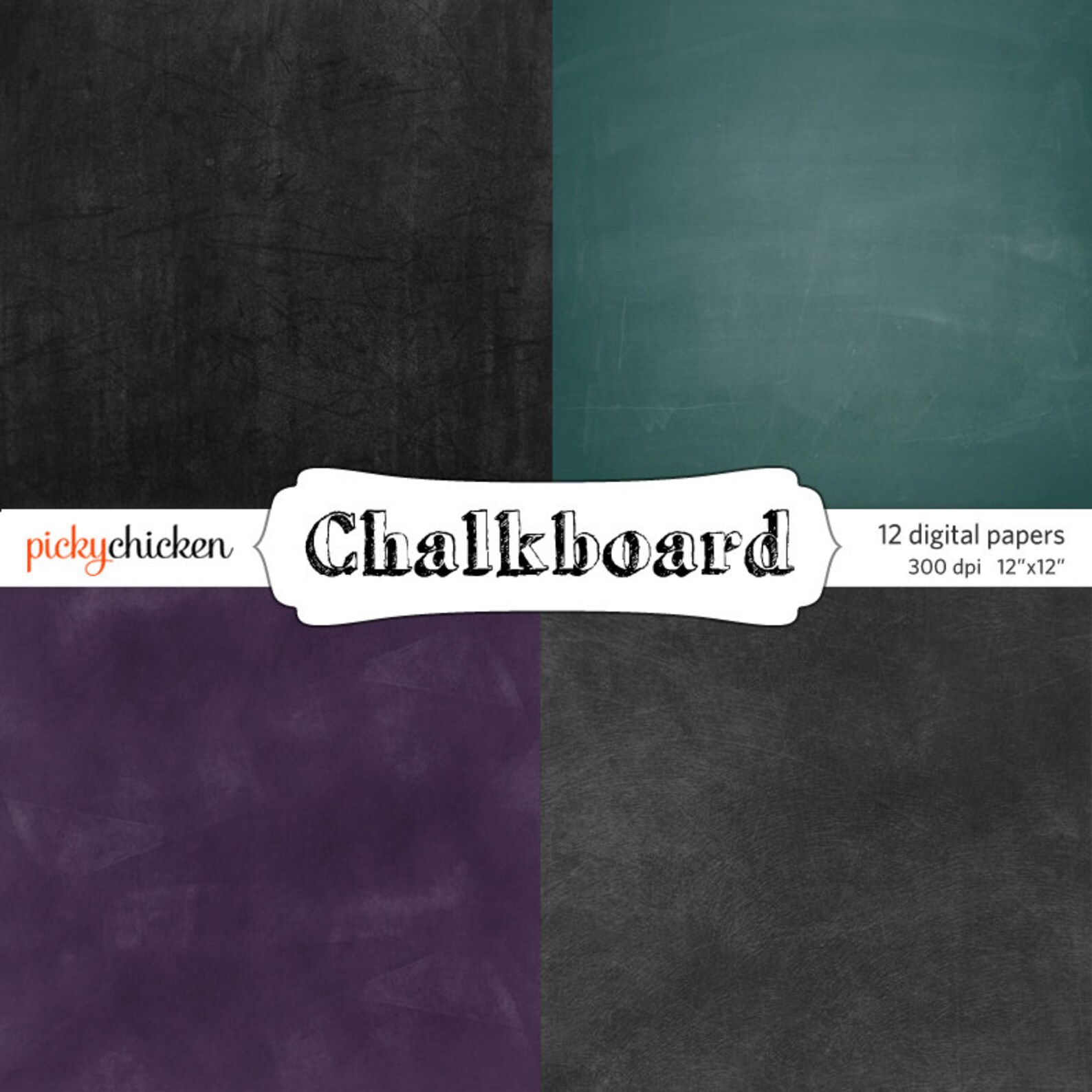 Chalkboard Digital Paper 12 Textured Blackboard Papers - Etsy