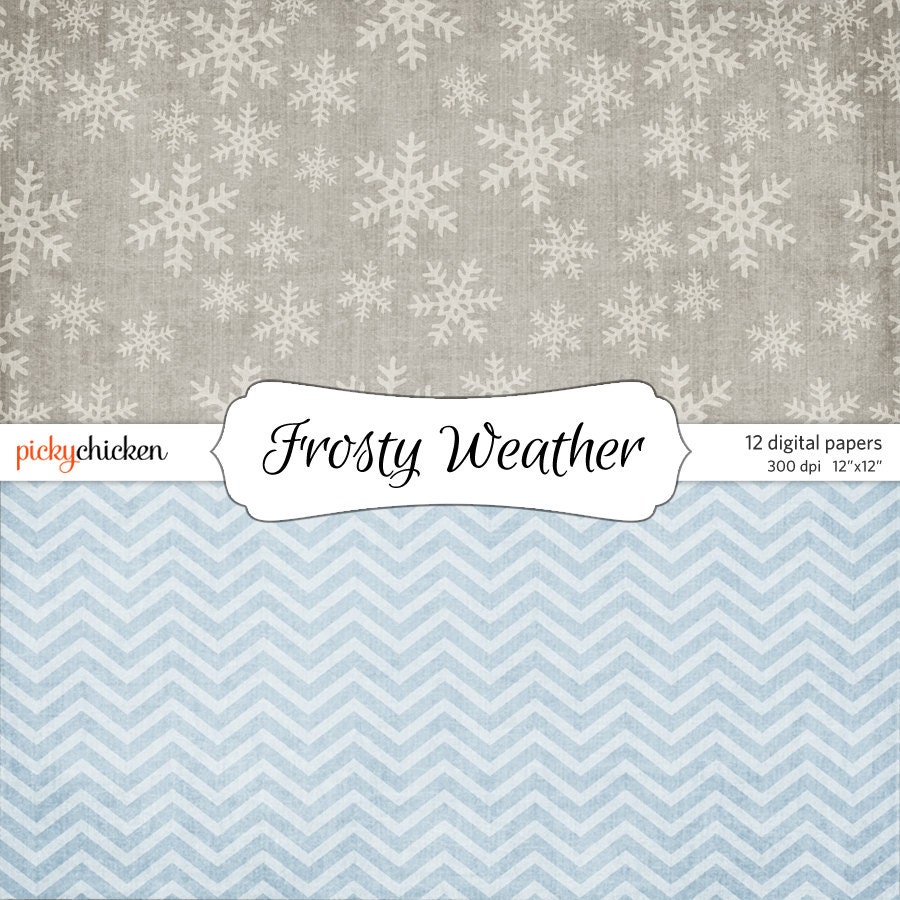 Christmas Digital Paper Frosty Weather Winter Snow Chevron - Etsy