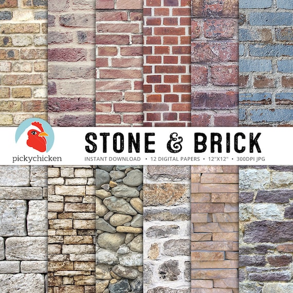 Stone Digital Paper Brick Digital Paper Brick Wall Stone | Etsy