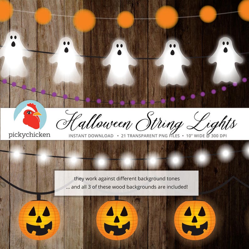 Halloween String Lights Clipart Fairy Lights Party Lights - Etsy