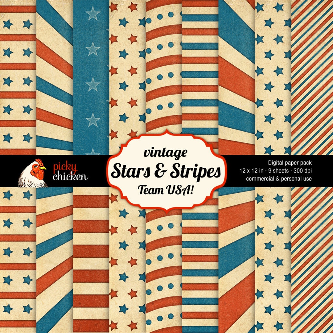 Stars & Stripes Digital Scrapbook Paper - Vintage July 4th Patriotic ...
