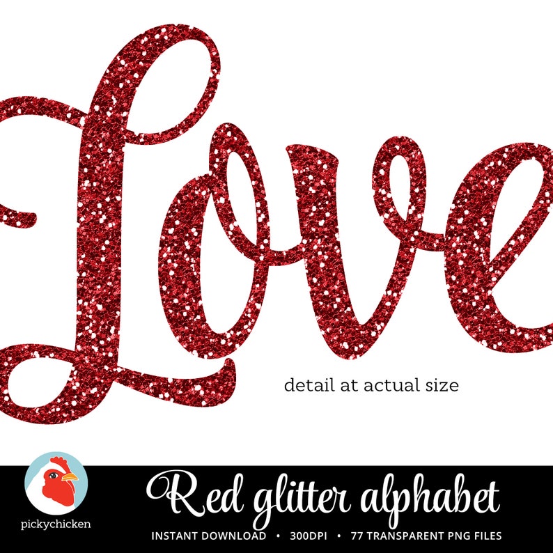 Red Glitter Digital Alphabet Download Valentines Christmas PNG Sparkle ...