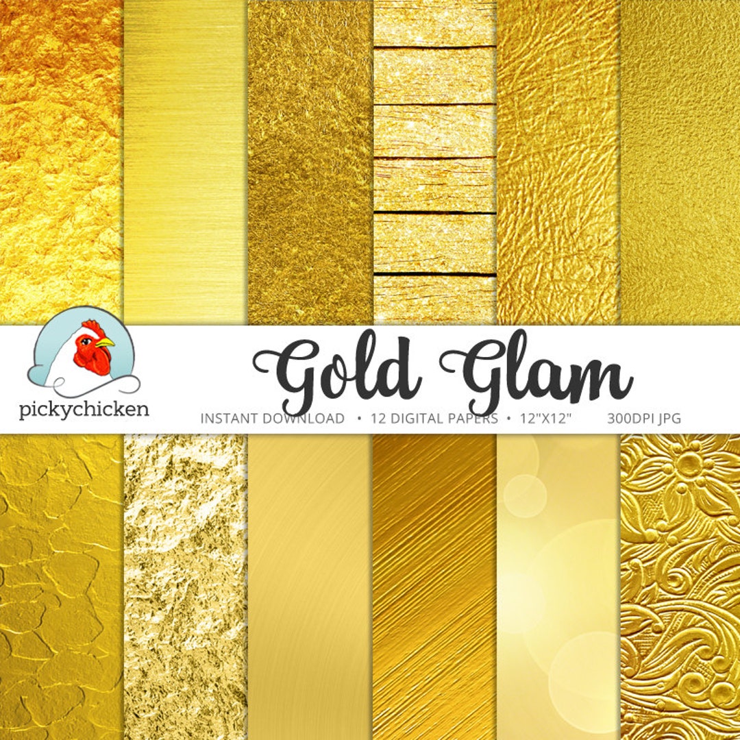 Gold Digital Paper - Gold Foil Paper, Gold Glitter, Gold Bokeh Paper ...