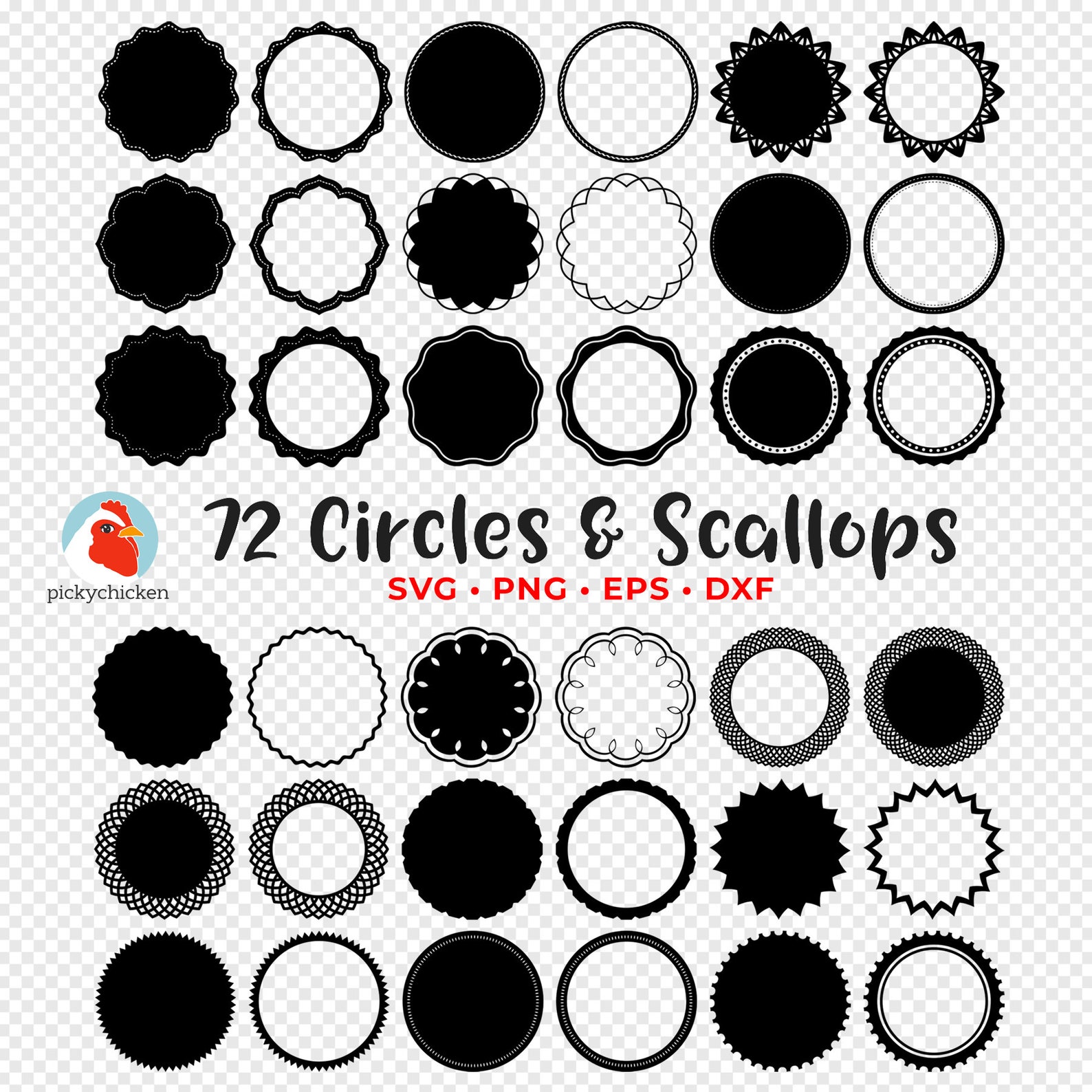 Frame SVG Circles 72 DXF PNG Eps Cut Files Cricut Clip Art - Etsy