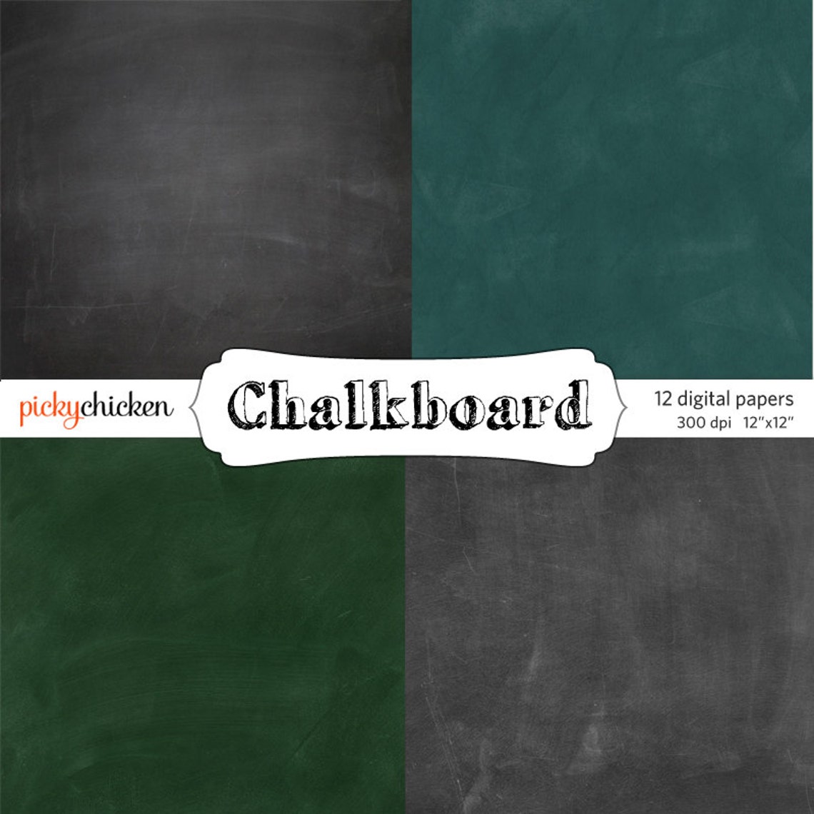Chalkboard Digital Paper 12 Textured Blackboard Papers - Etsy