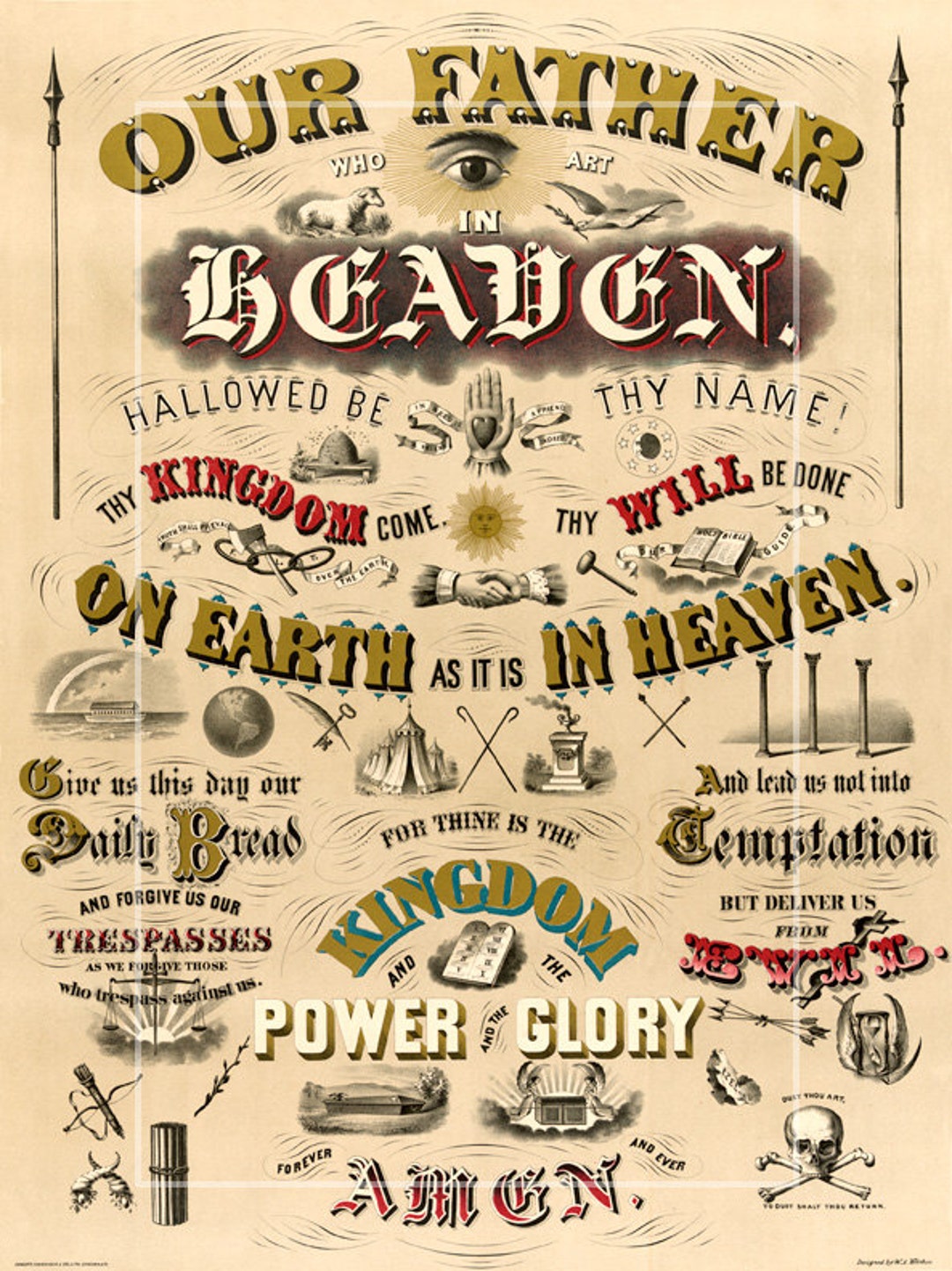 Lord's Prayer Printable Image - Vintage Ornate Lettering - 8x11 Print ...