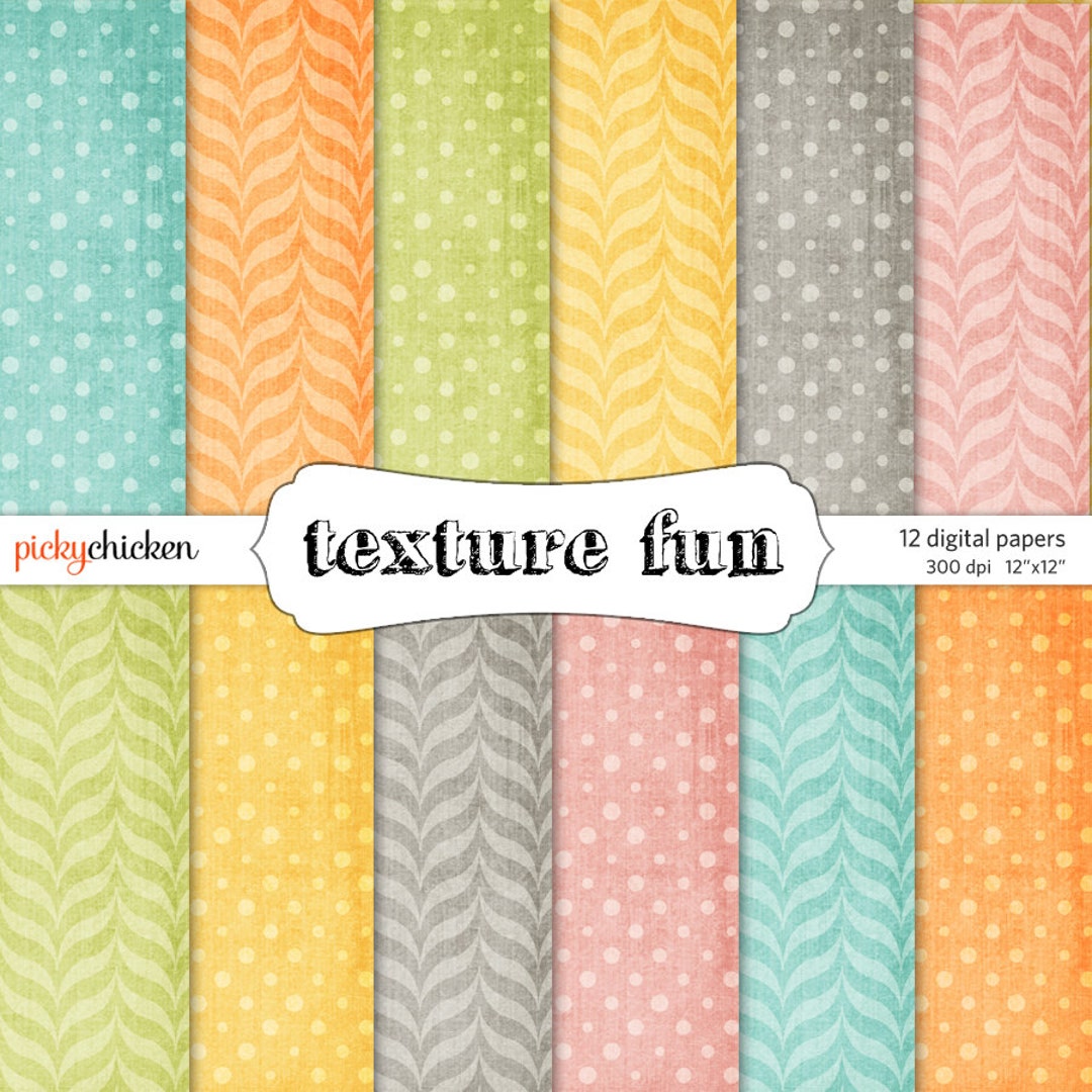 Textured Chevron Digital Paper - Polka Dots Turquoise Orange Green ...