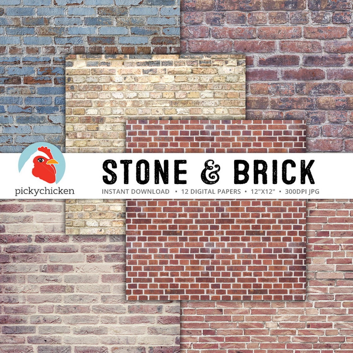 Stone Digital Paper Brick Digital Paper Brick Wall Stone - Etsy