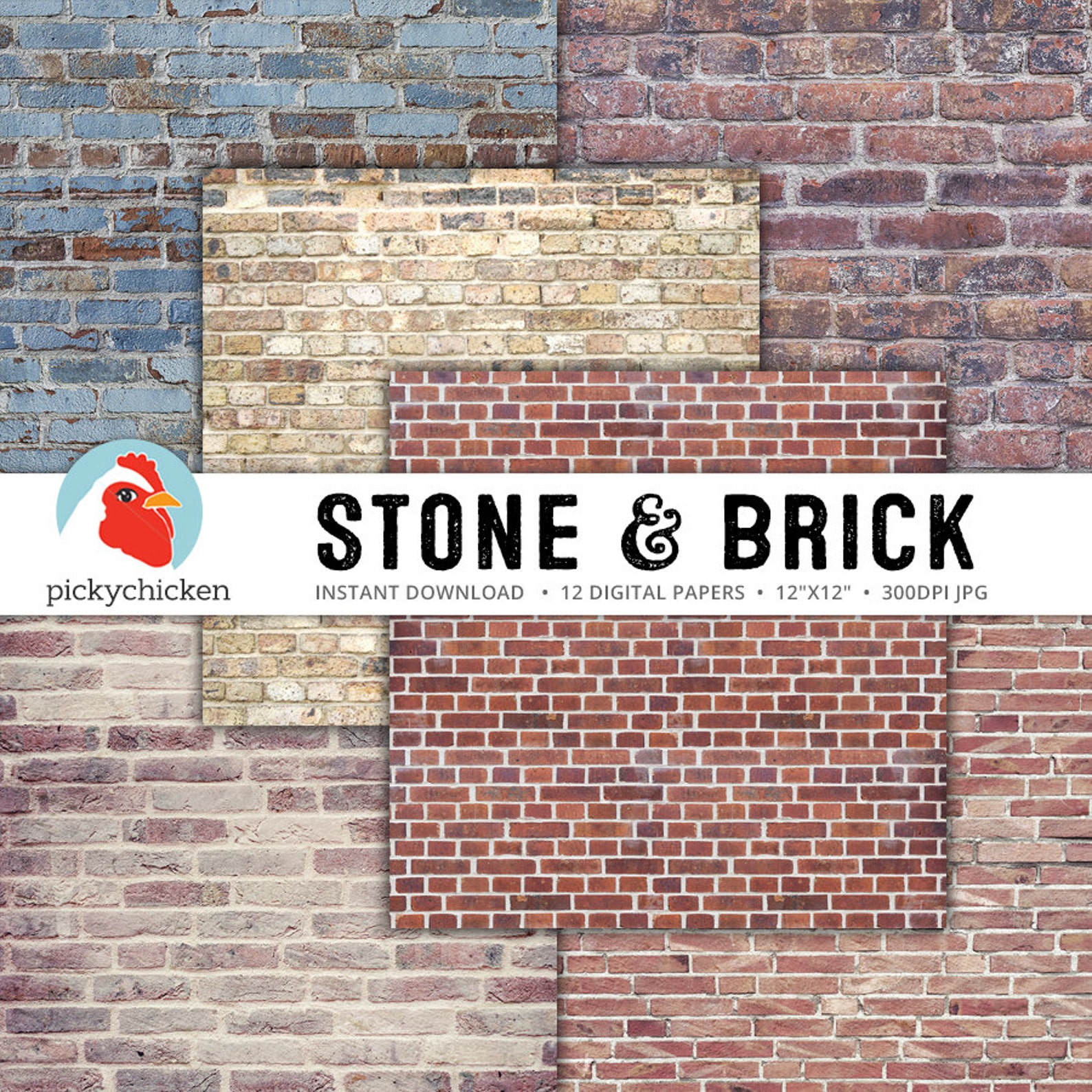 Stone Digital Paper, Brick Digital Paper, Brick Wall, Stone Wall, Rock ...