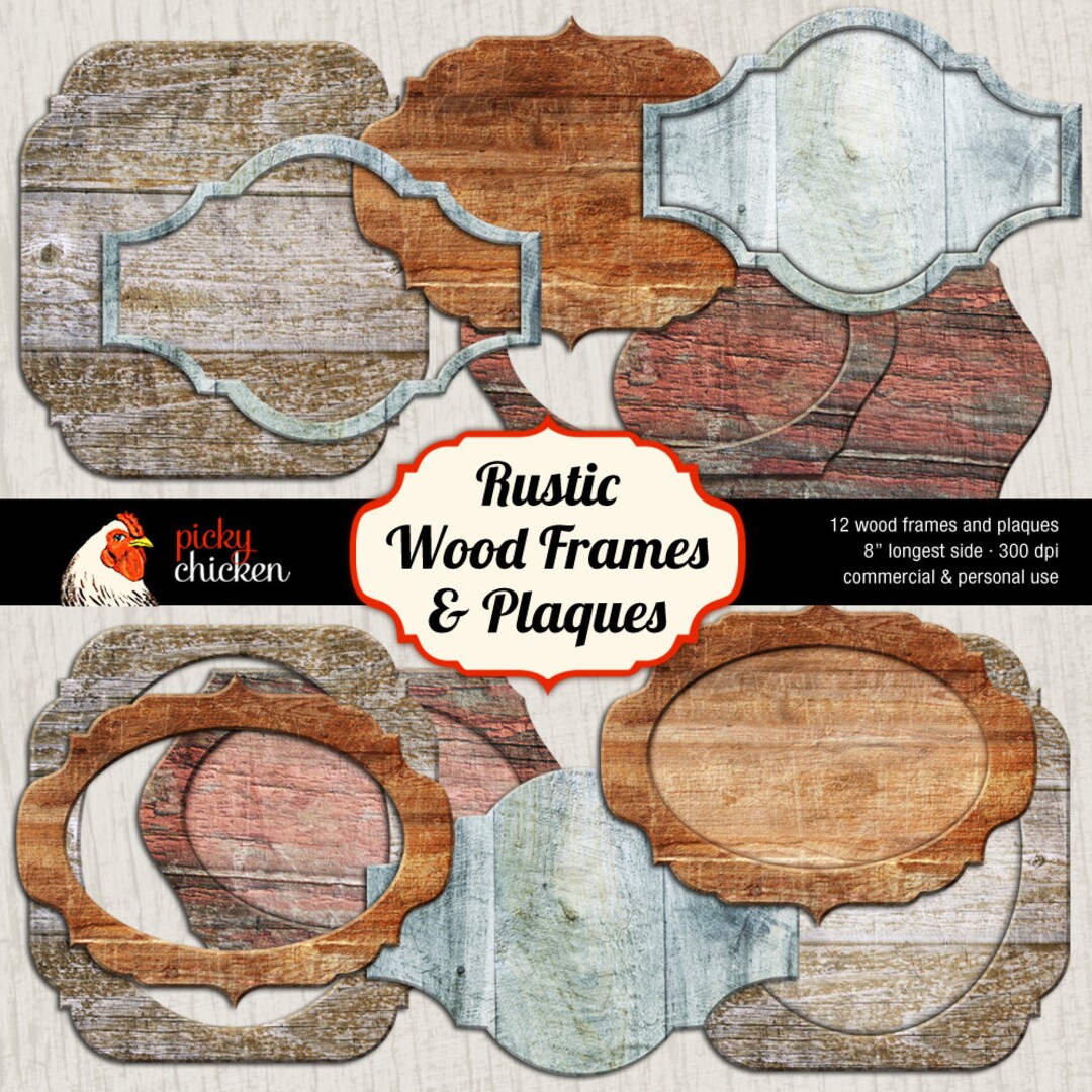 Wood Frames & Plaques - Digital Rustic Country Woodgrain Frames Wood ...