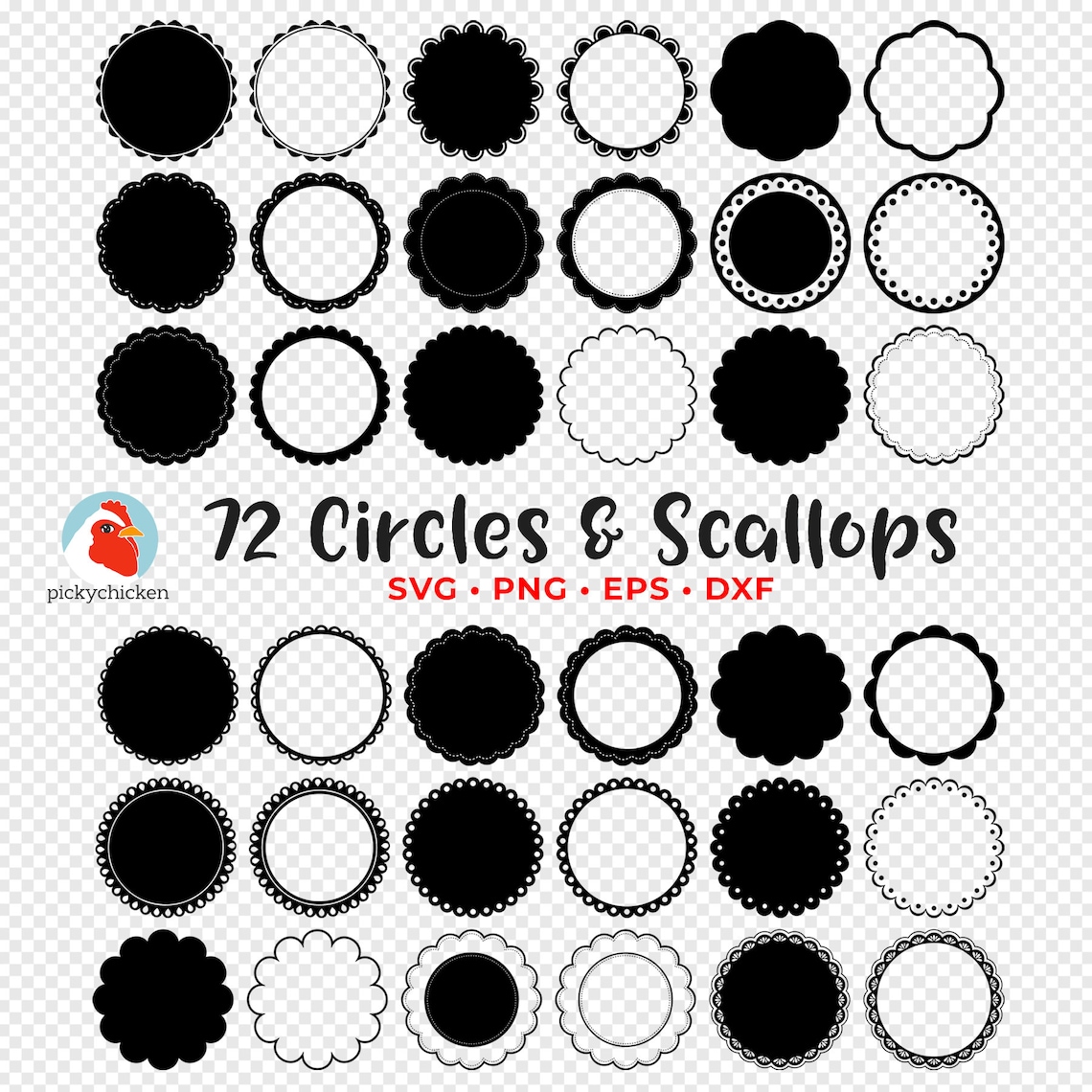 Frame Svg Circles 72 Dxf Png Eps Cut Files Cricut Clip Art Etsy
