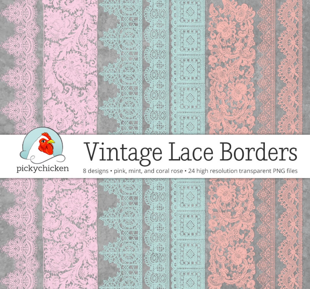 Vintage Lace Borders - Pink Lace Borders, Mint Lace Borders, Coral Lace ...