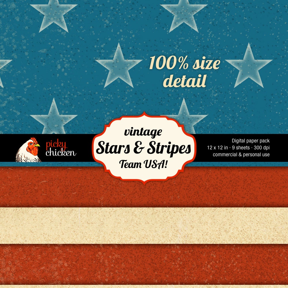 Stars & Stripes Digital Scrapbook Paper - Vintage July 4th Patriotic ...