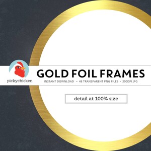 Gold Digital Frames - Faux Gold Foil Frames, Gold Digital Labels, Gold ...